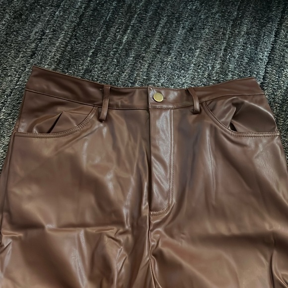 Pants & Jumpsuits | Brown Fake Leather Pants | Poshmark